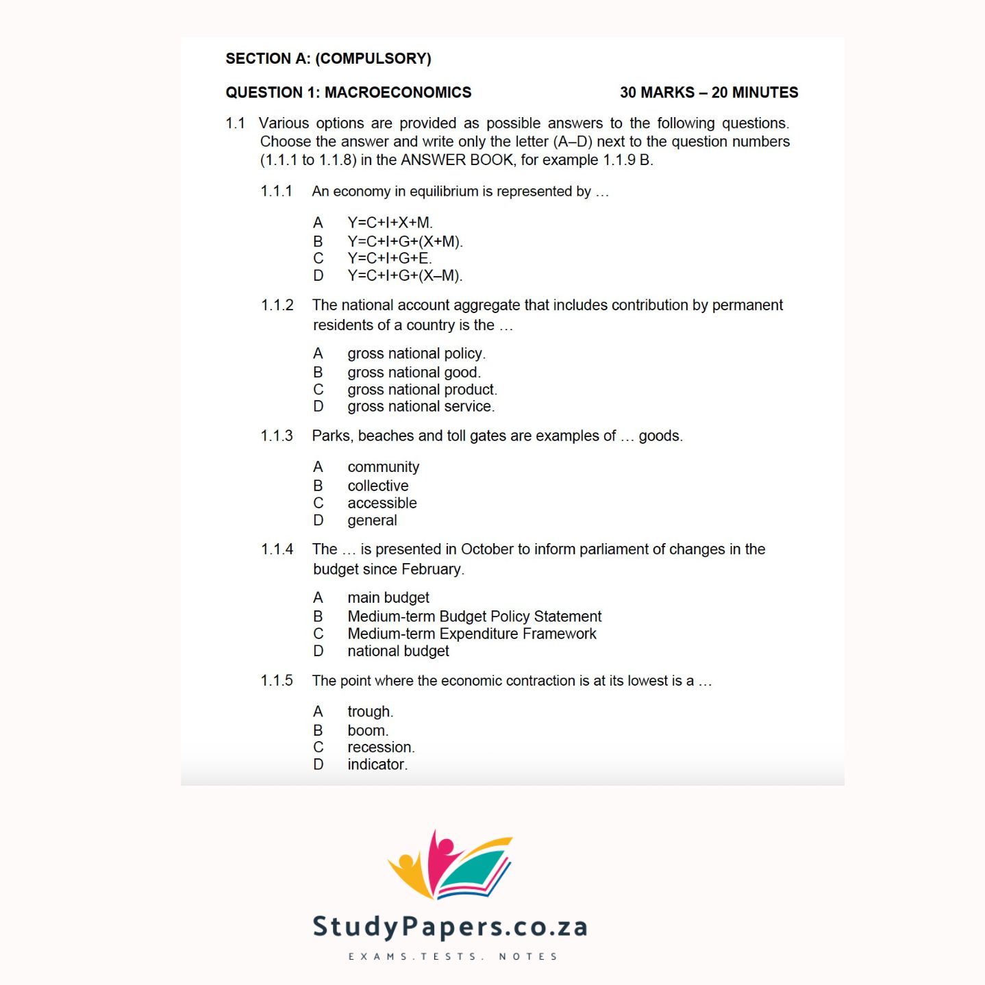 Economics Grade 12 June 2025 P1 & P2 - StudyPapers.co.za