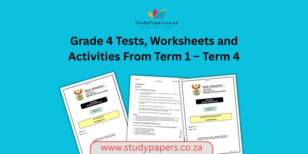 Grade 4 Tests, Worksheets and Activities - Latest Papers