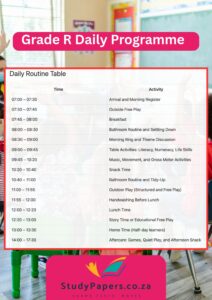 Grade R Daily Programme 2025 - StudyPapers.co.za