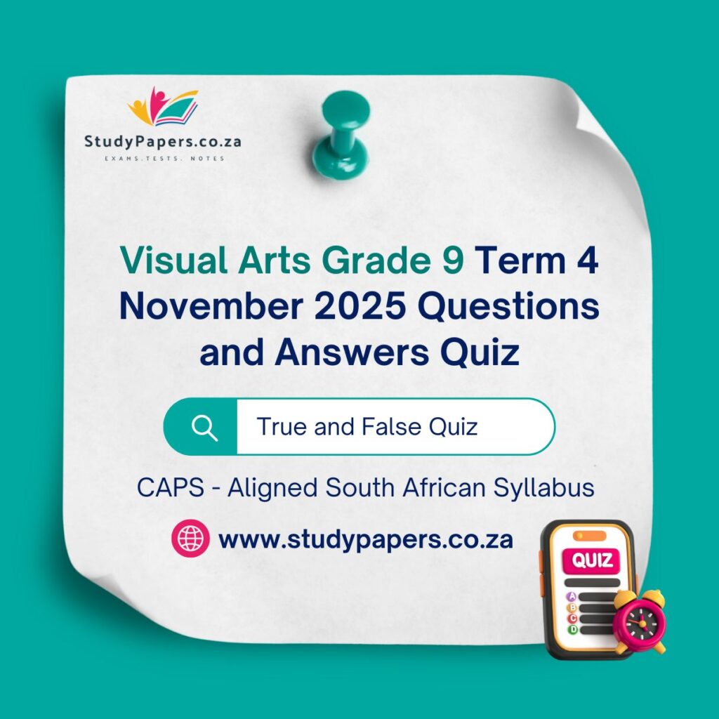 Visual Arts Grade 9 Term 4 November 2025 Questions and Answers Quiz ...